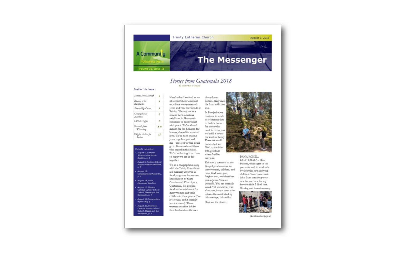 August 3 Trinity Messenger | tlcms.org