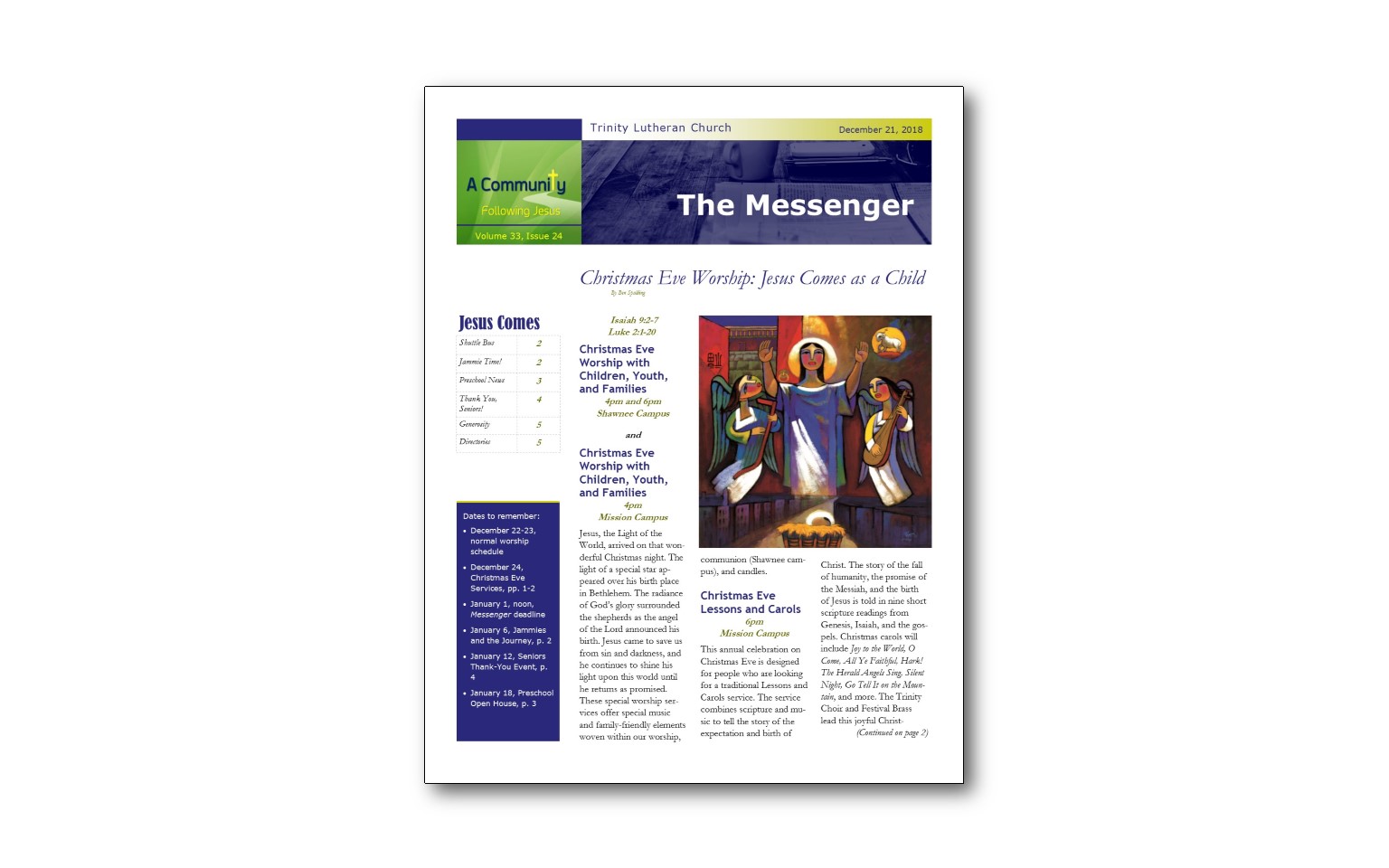 December 21 Trinity Messenger | tlcms.org