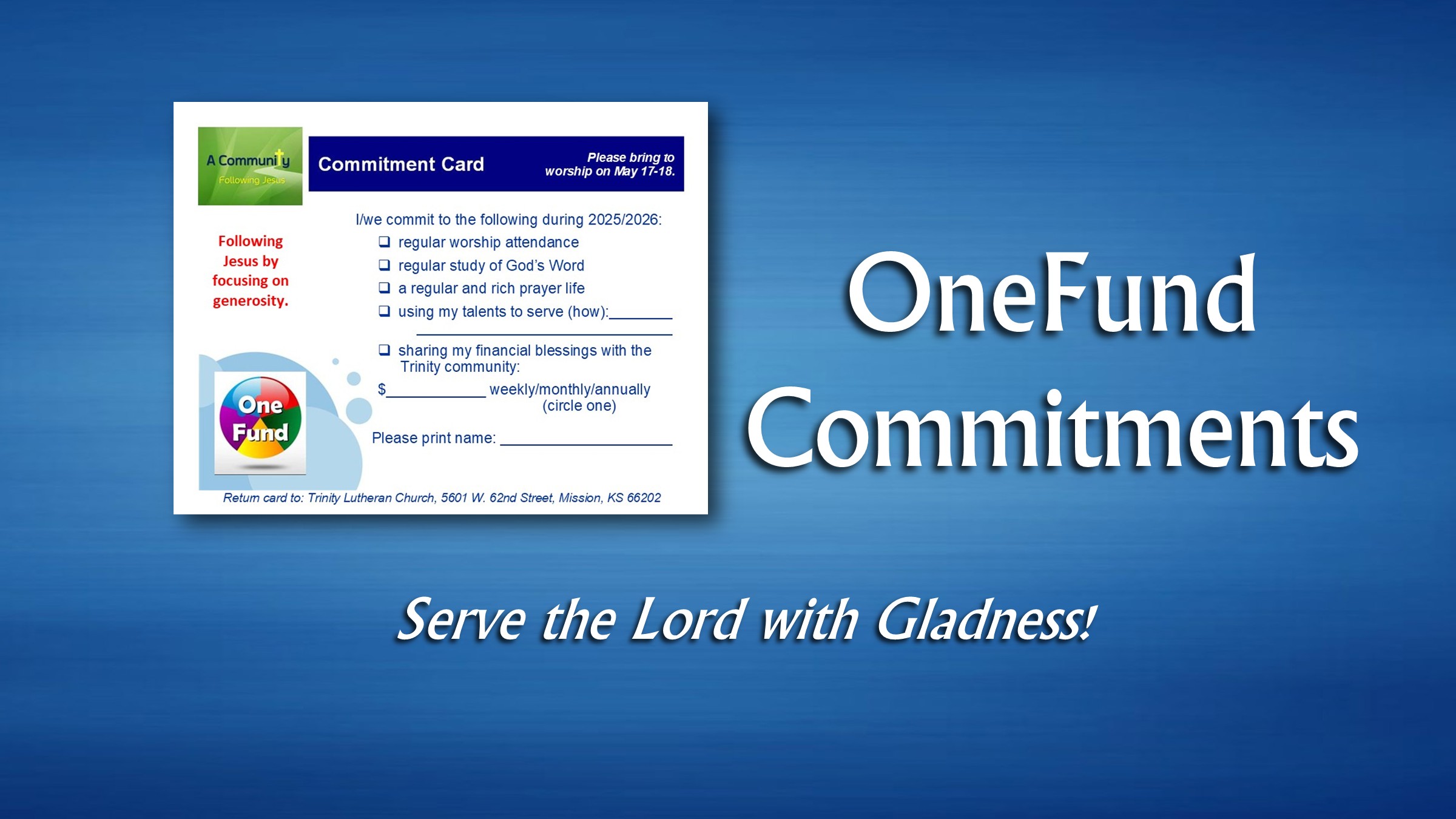 OneFund Sunday | tlcms.org